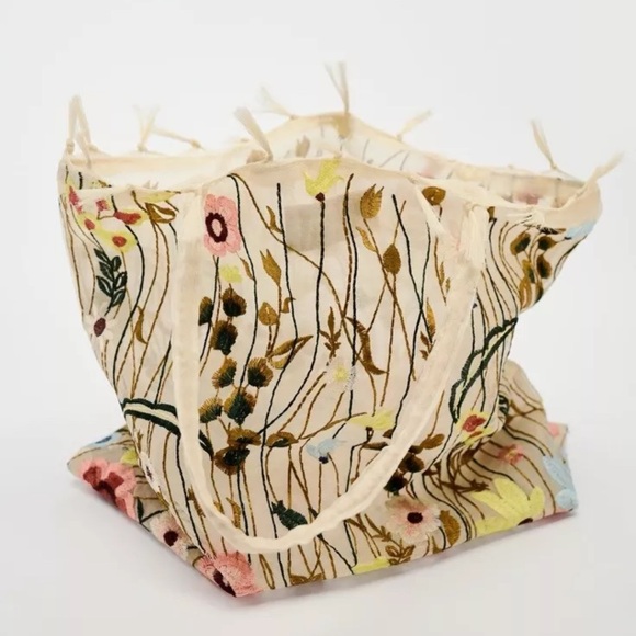 Zara | Bags | Zara Embroidered Floral Shopper Bag Nwt 63431 Rare | Poshmark